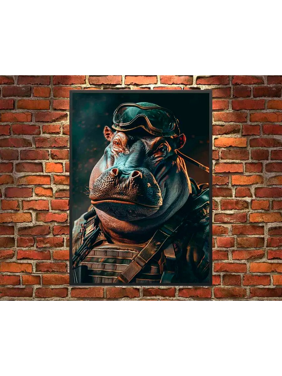Бегемот-животное-солдат 1, Плакат 30x42см