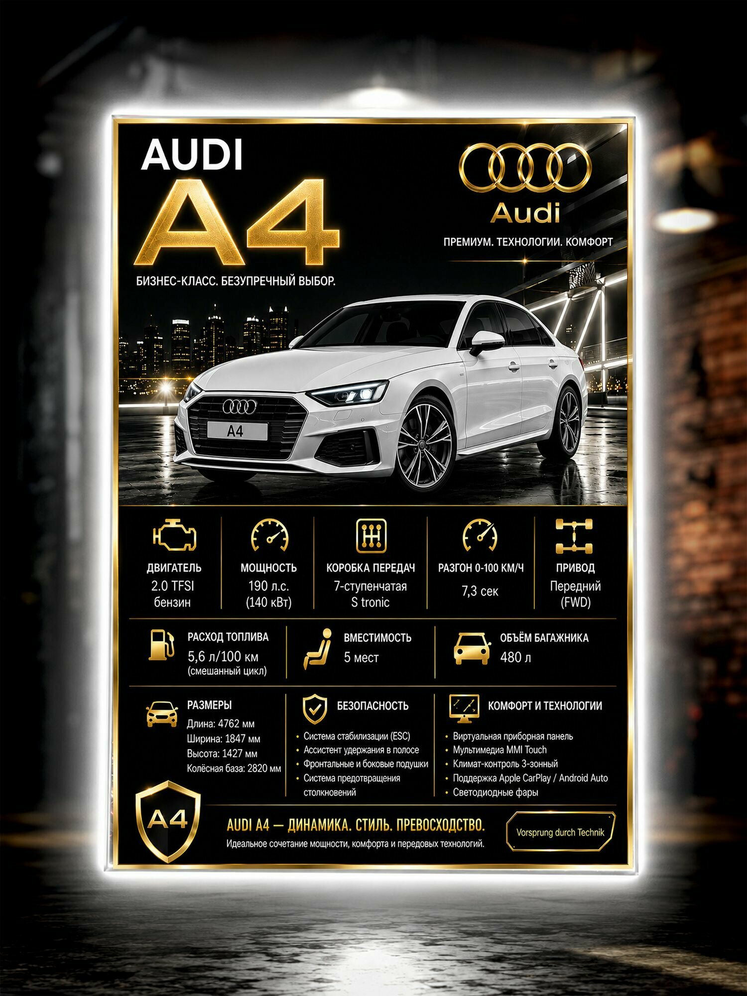 Постер + Рамка. "Audi A4 " — фото 1