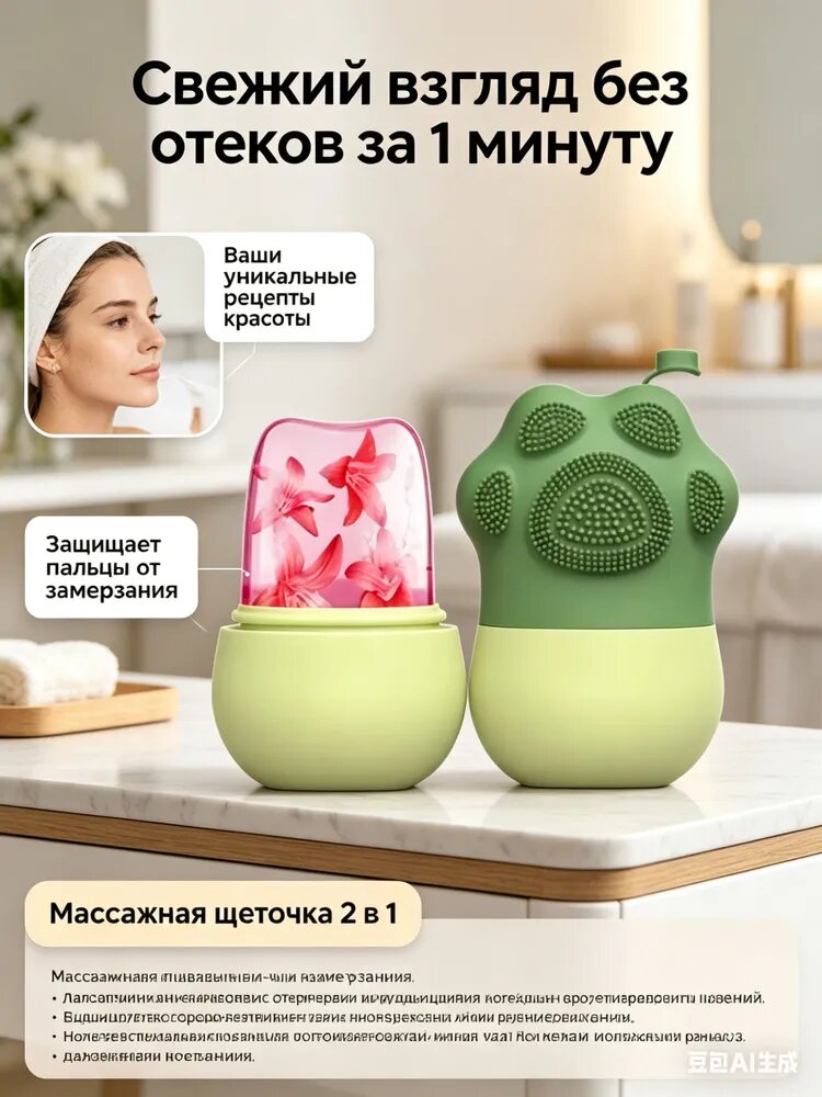 Силиконовая форма для косметического льда, массажер ледяная криосфера для лица и шеи, охлаждающий ролик-сфера от отеков.