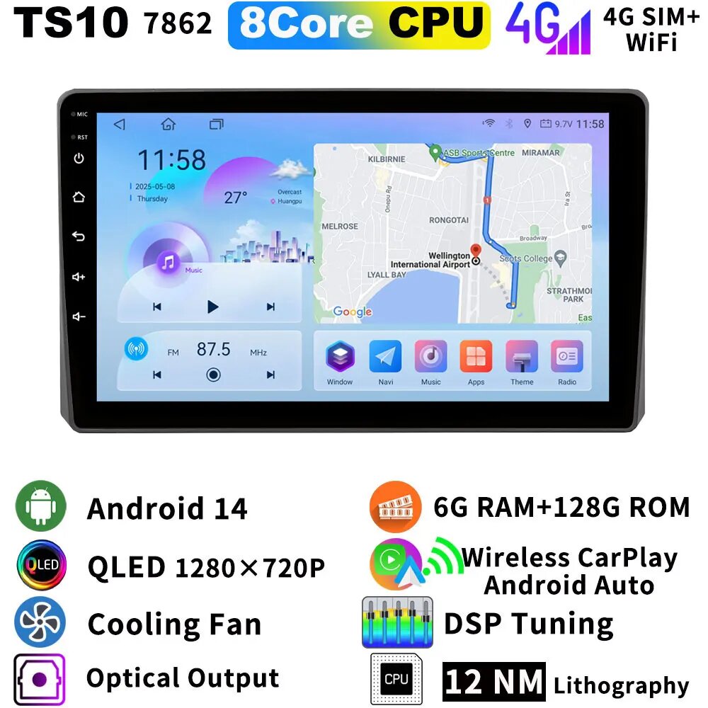 7862 8 + 256G Android 14 Автомобильное мультимедийное радио GPS для Toyota Raize TS10 6G 128G