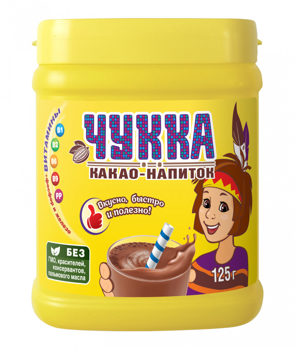 Чукка Какао-напиток гранулированный, пластиковая банка, 125 гр.
