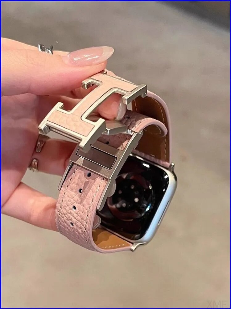 Кожаный ремешок для Apple Watch Series 10 46 мм/Series 1-9 , SE , Ultra и Ultra 2 42 мм , 44 мм , 45 мм , 49 мм, Hermes