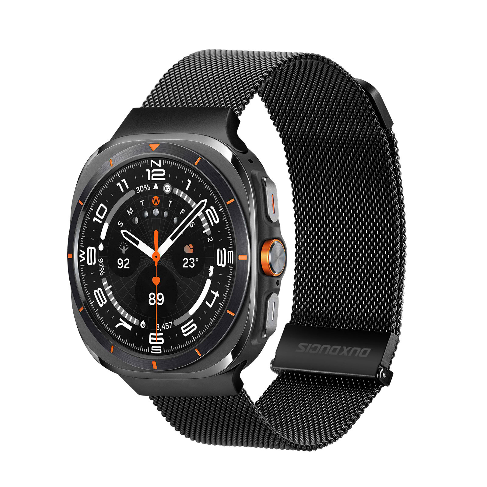 Ремешок из нержавеющей стали черного цвета от Dux Ducis для смарт часов Samsung Watch Ultra 47MM, серия Milanese Series (миланская петля)