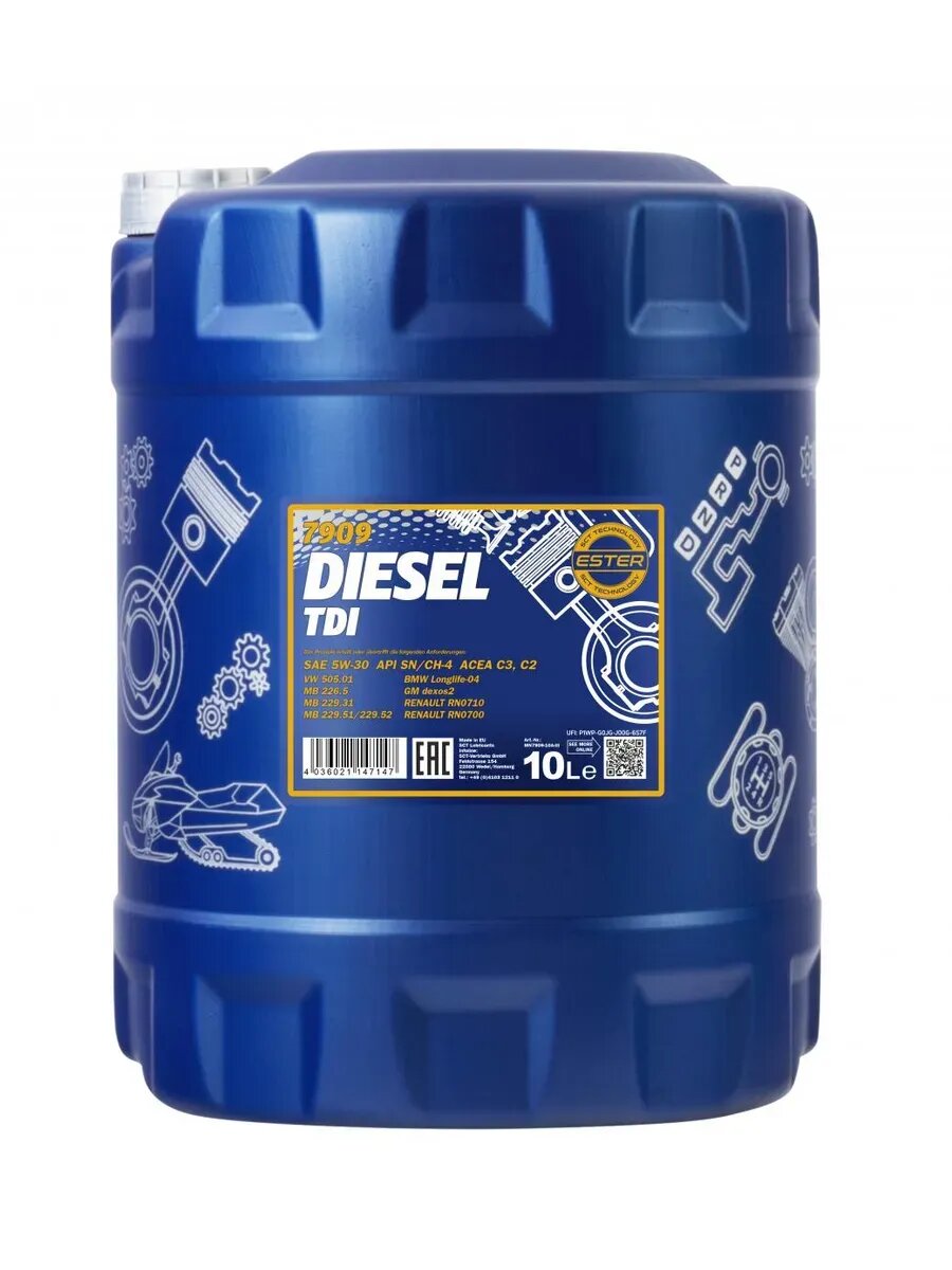 7909 Mannol Diesel Tdi 5W30 10 Л. Синтетическое 5W-30 MANNOL