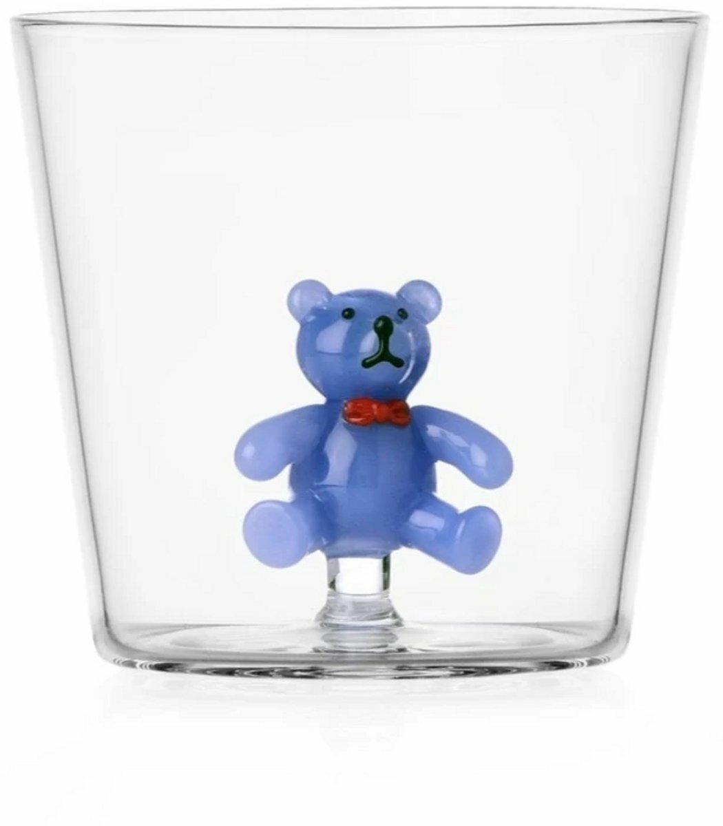 Дизайнерский стакан с фигуркой Teddy Bear, прозрачный/голубой