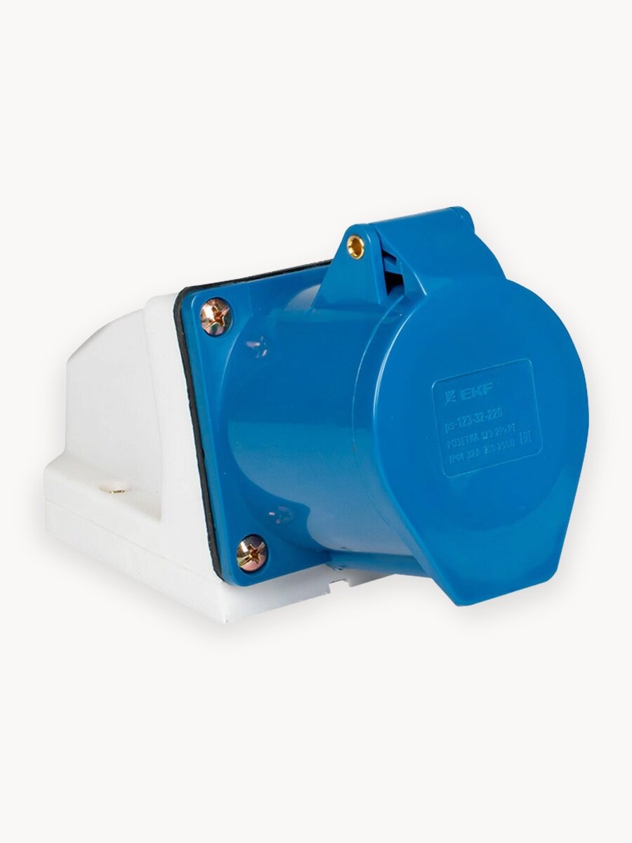 Розетка силовая 32А 220В EKF 2Р+РЕ IP44 стационарная наружная 123