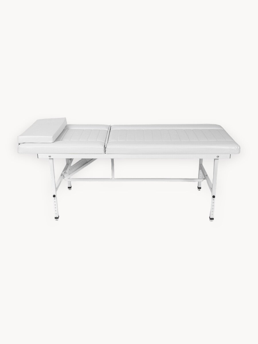 Массажный стол стационарный косметологический без выреза для лица, с прошивкой и регулировкой высоты, 190*70, Уютный мастер, белый