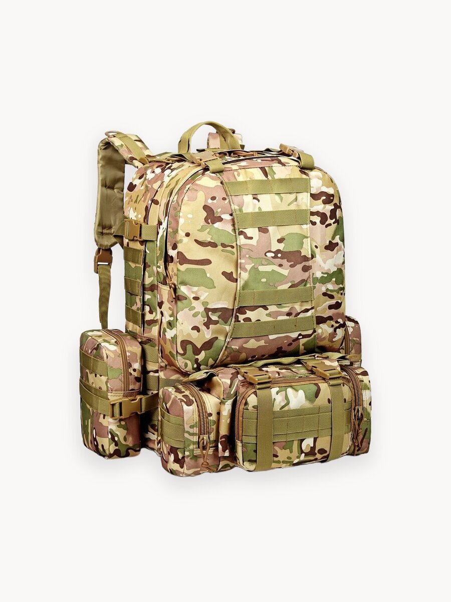 Рюкзак тактический, мужской, 4в1, объем: 50л, мультикам, военный / туристический