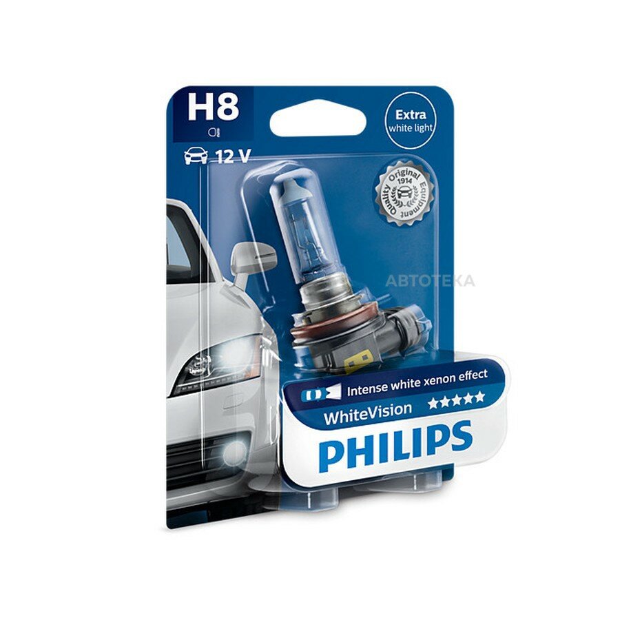 Лампа Галогенная (H8) 12V 35W Wite Vision Блистер 1Шт PHILIPS 12360WHVB1