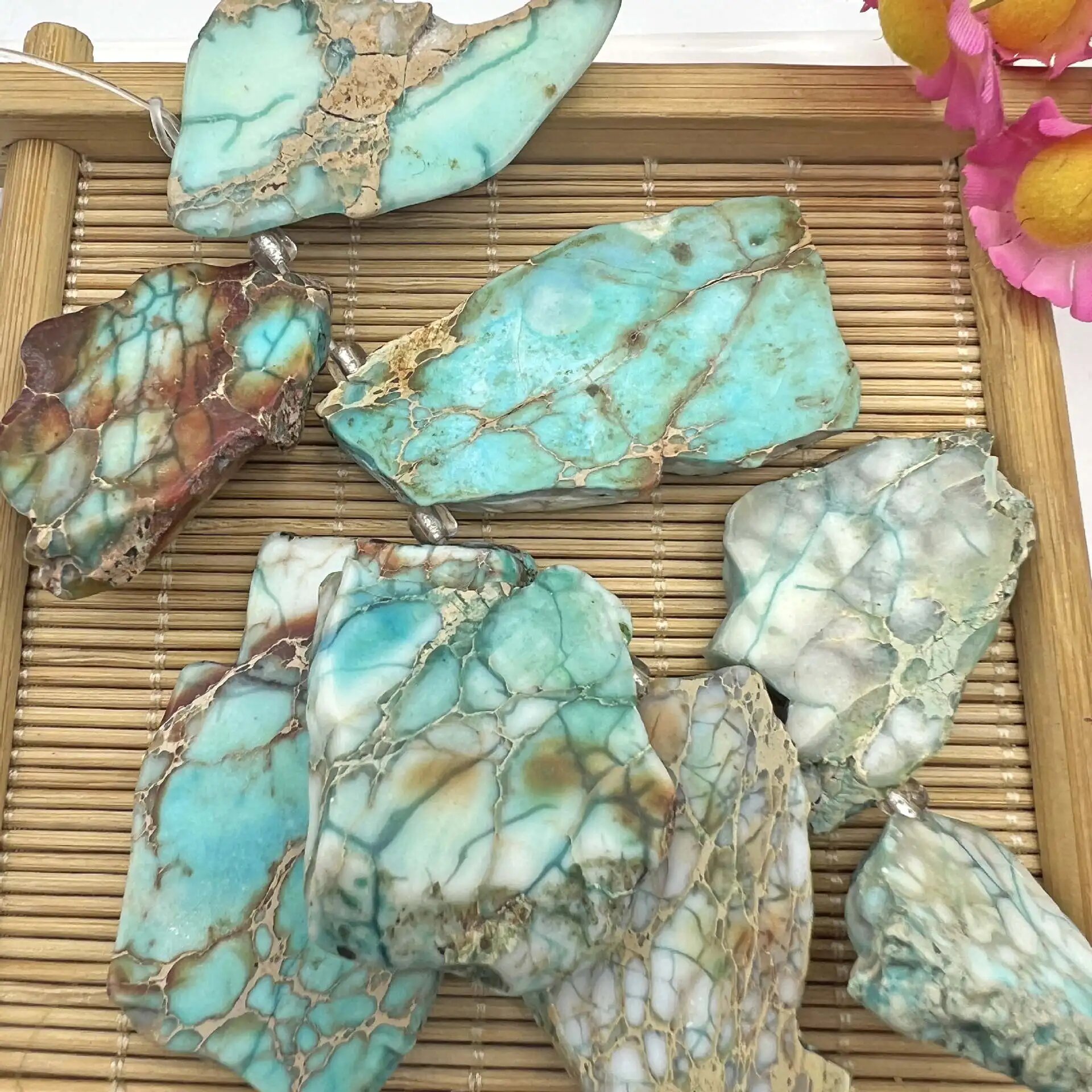 Бусины из бирюзы, натуральный камень, Turquoise blue
