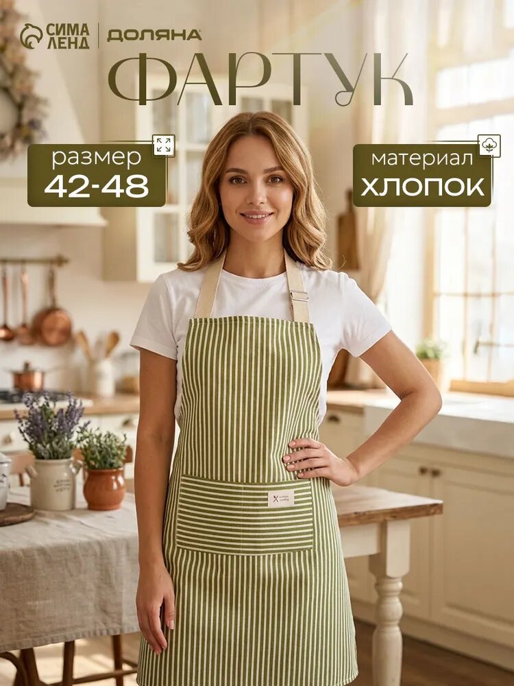 Фартук кухонный 1шт, зеленый