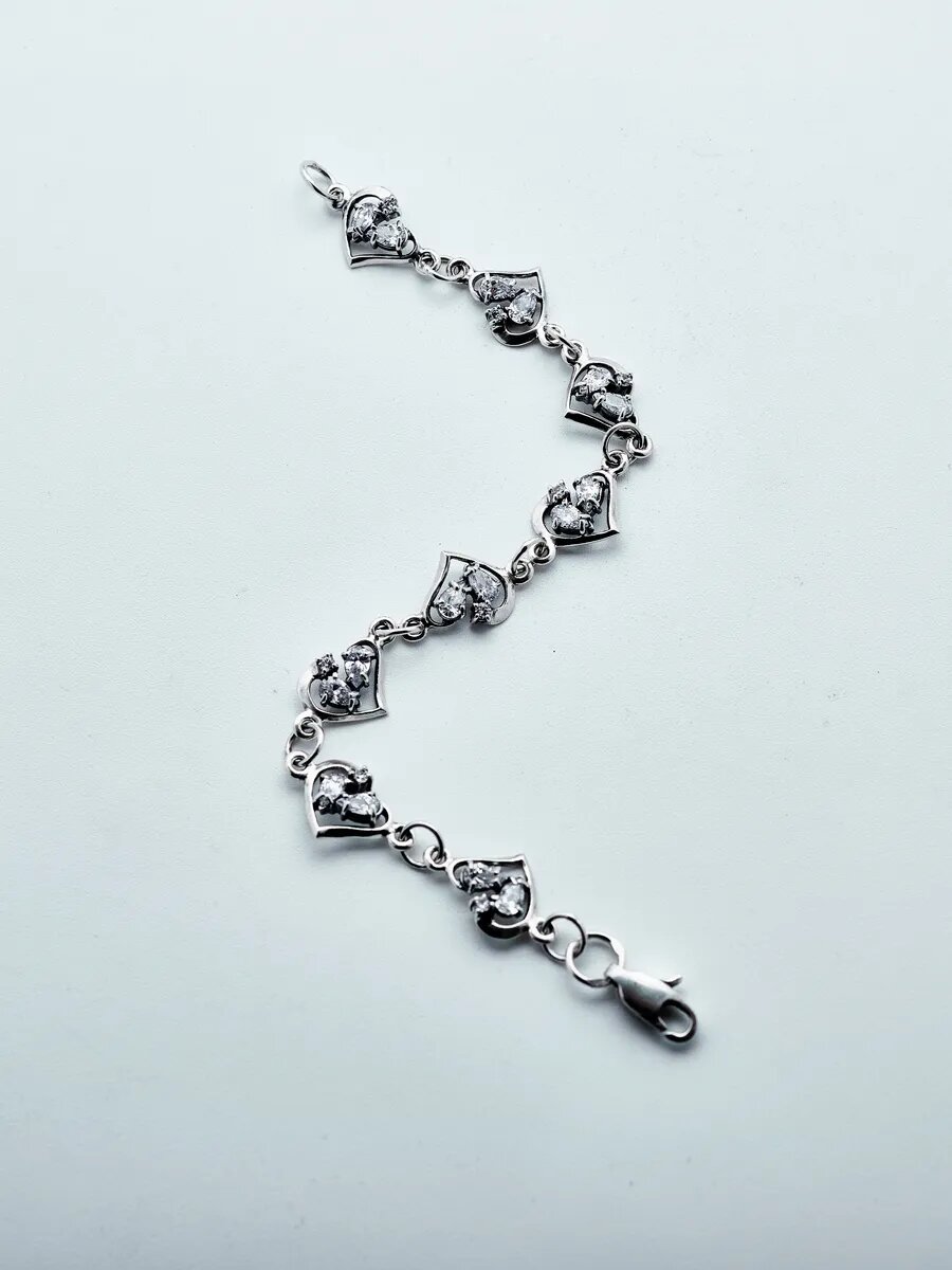 Браслет БРЮС, серебро, 925 проба, фианит