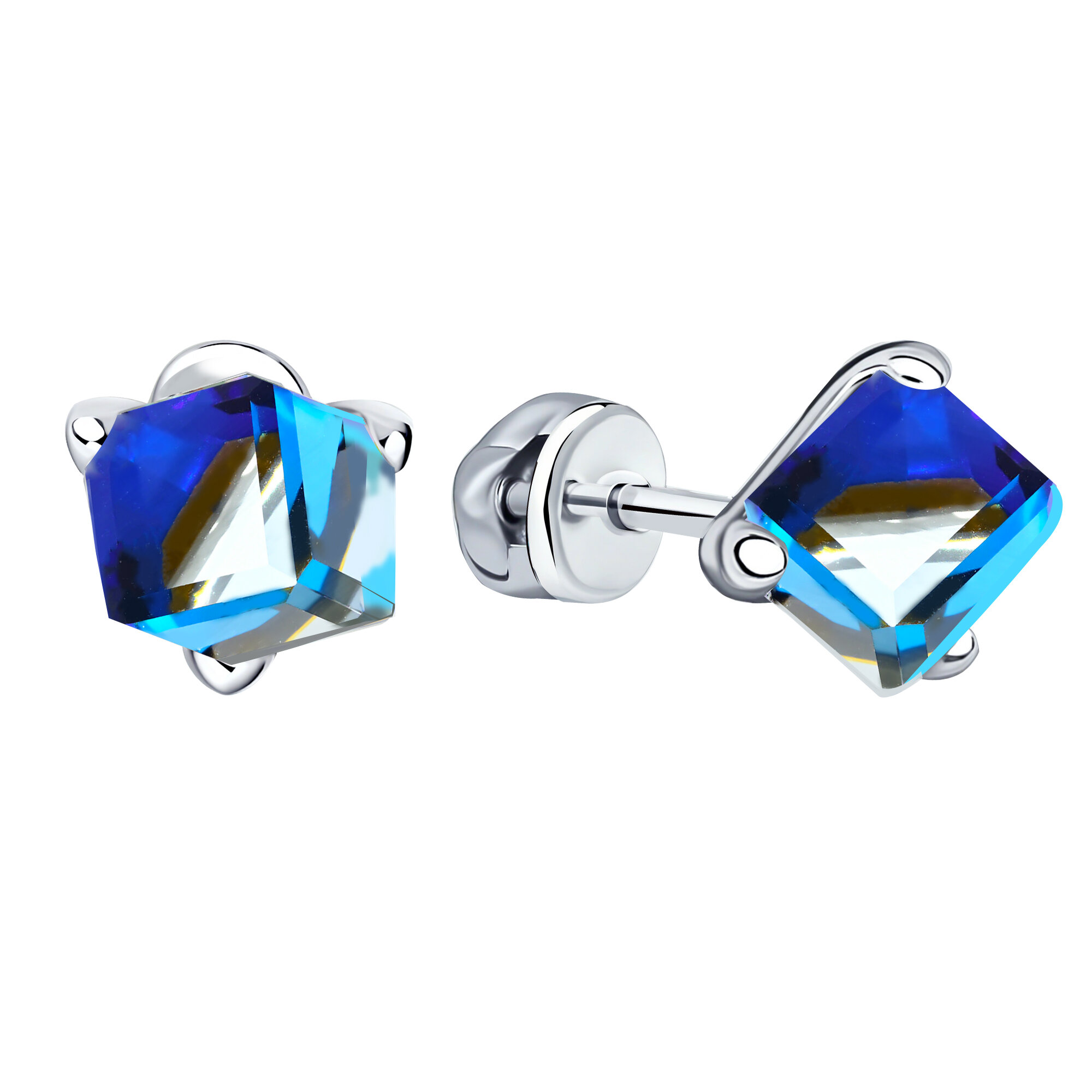 Серьги Diamant online, серебро, 925 проба, родирование, кристалл