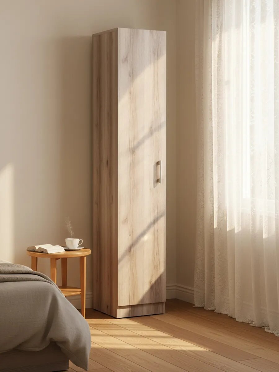 Распашной деревянный с полками шкаф пенал FRESTER для одежды, от производителя