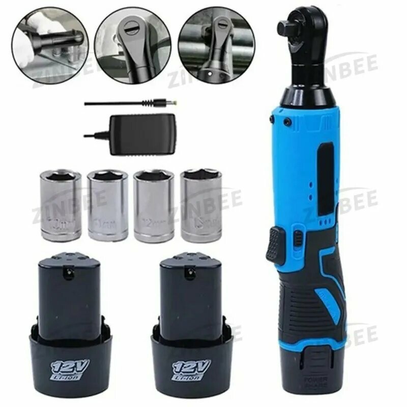 Трещоточный аккумуляторный угловой гайковерт, электрический гайковерт, Одна батарея