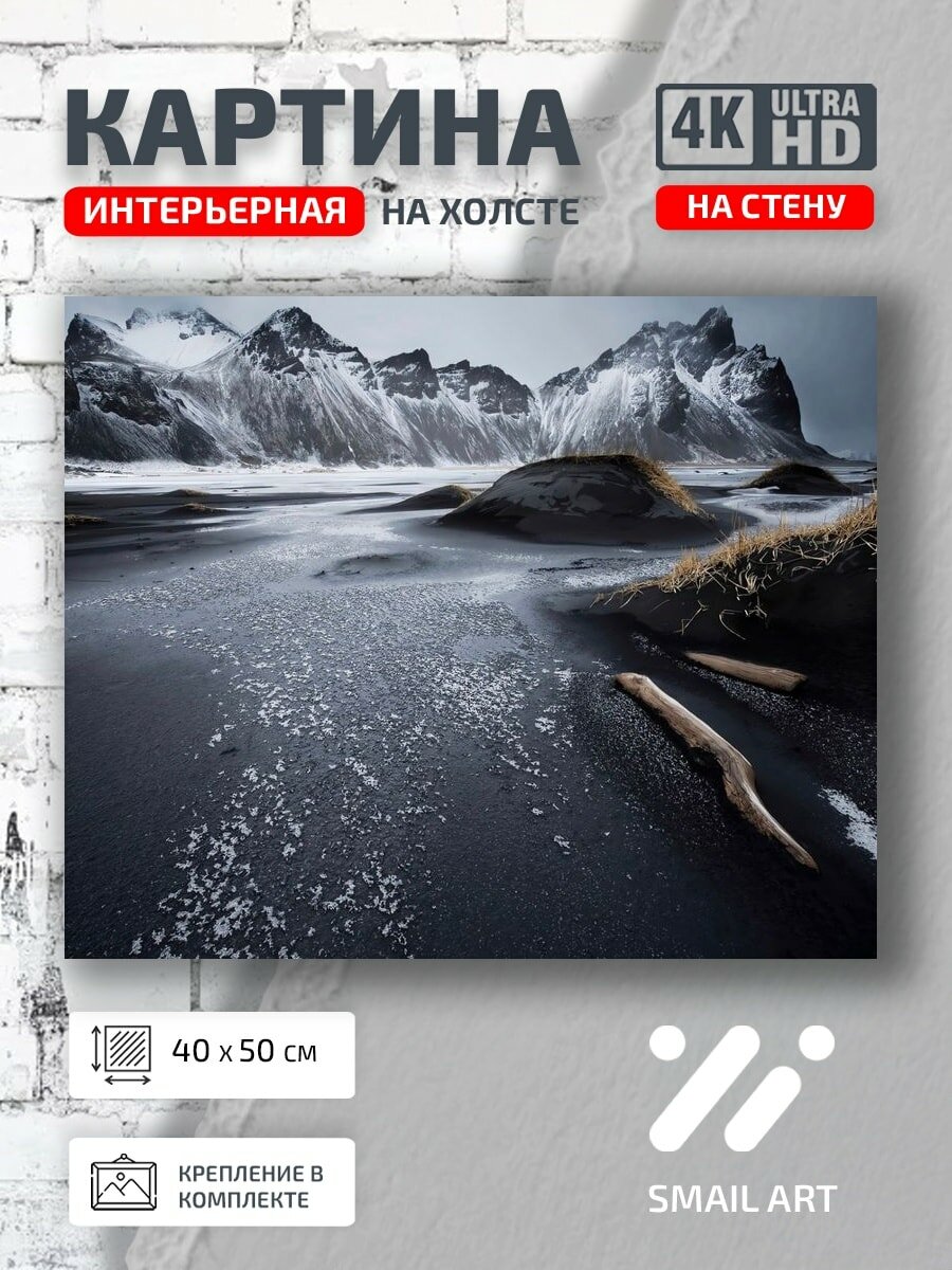 Картина на холсте интерьерная 40 на 50 на стену Природа Исландия для кафе пейзаж