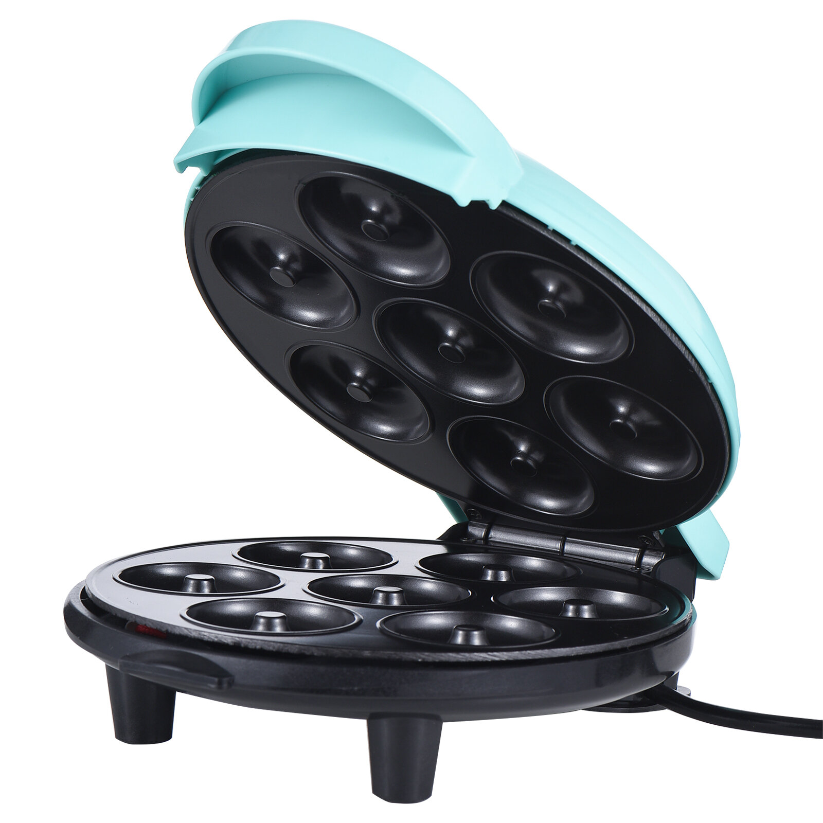 Mini Mini Maker Machine Make 7 Donuts 700 Вт Двусторонний отопление неприживаемого покрытия, электрическая модель, модуль для детей для детей для детей с закусками для завтрака, идеально подходит для семейных вечеринок в магазине молока чай