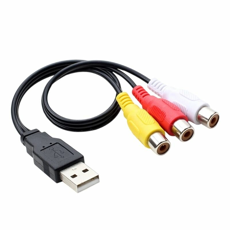 Кабель-адаптер USB male-3RCA female AV аудио- и видеоадаптера 25 см