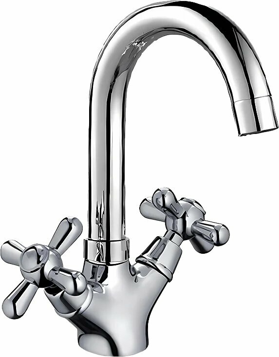 Смеситель для кухни Haiba HB25 HB4525 с поворотным изливом, хром, глянцевый, вентильный, латунный