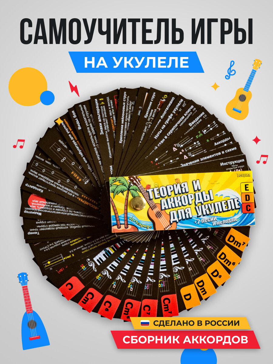 Укулеле самоучитель для начинающих гитаристов, сборник аккордов и нот