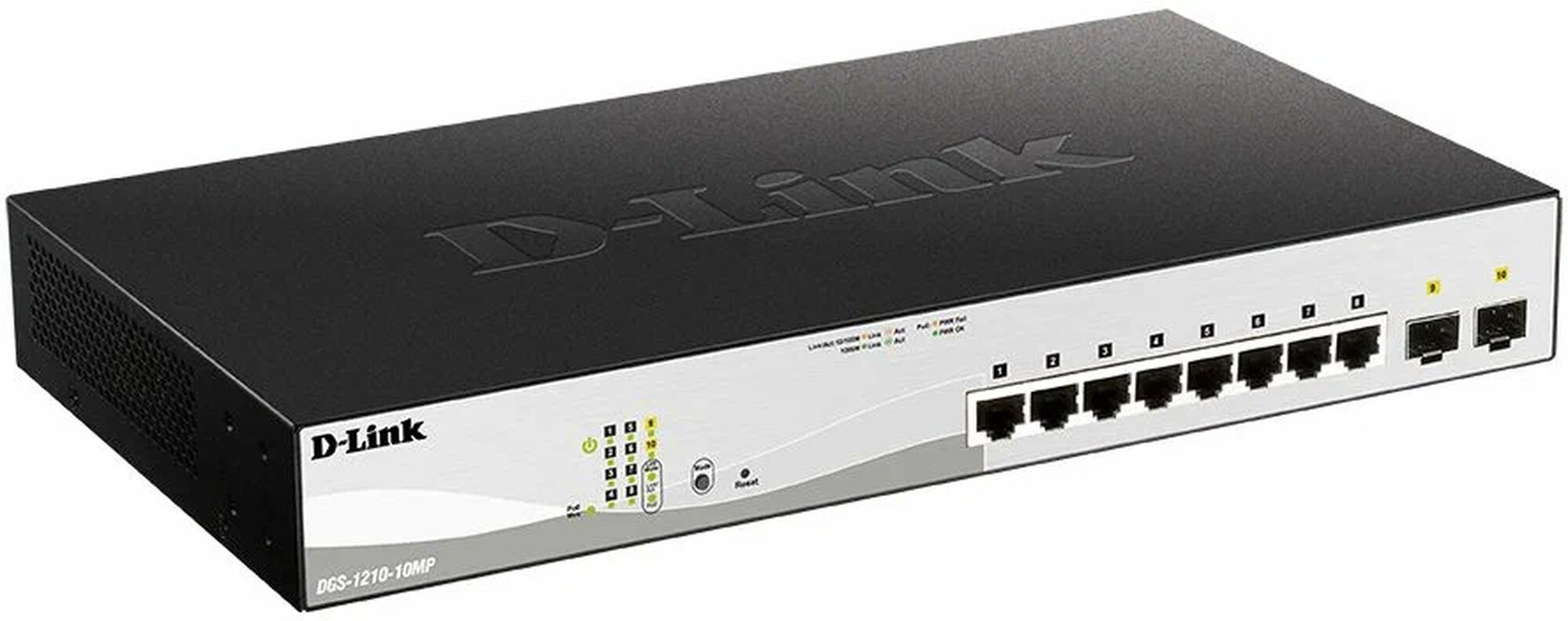 Коммутатор D-Link DGS-1210-10MP, 10 портов, PoE, защита от статического электричества
