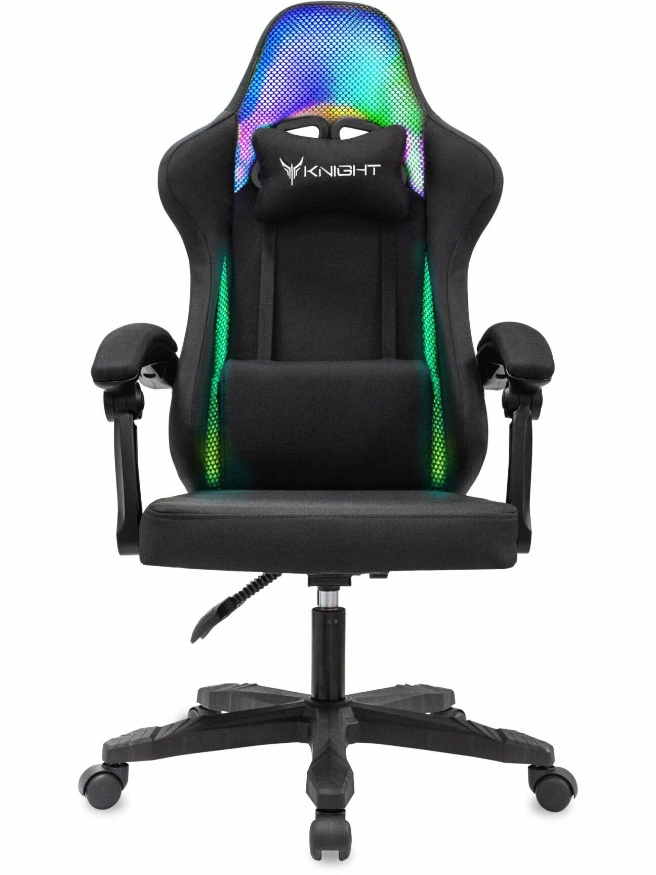 Кресло игровое Knight Wolf RGB, обивка: ткань, цвет: черный (KNIGHT WOLF RGB B)