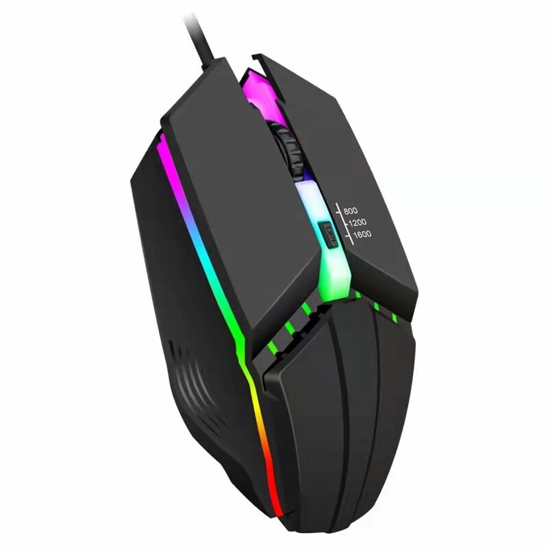 RGB оптическая USB-мышь черного цвета высокоточная для игр офиса и домашнего использования