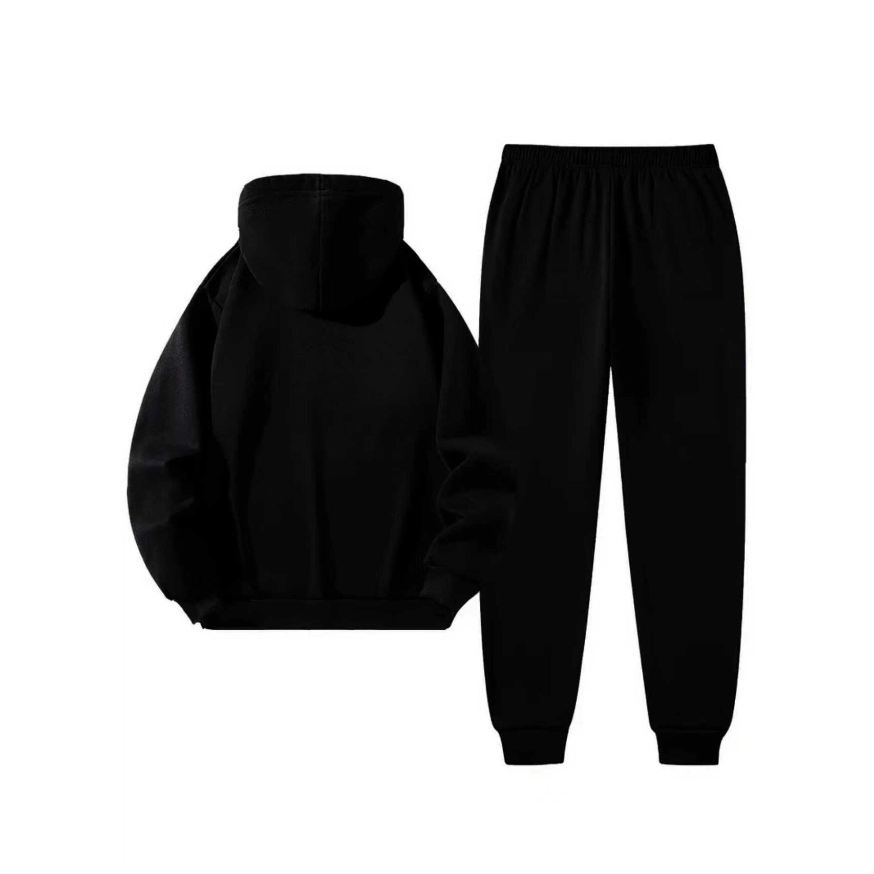 Мужской комплект из двух предметов: пуловер с капюшоном, однотонный, плотность ткани 250 г, худи, толстовка и спортивная одежда.