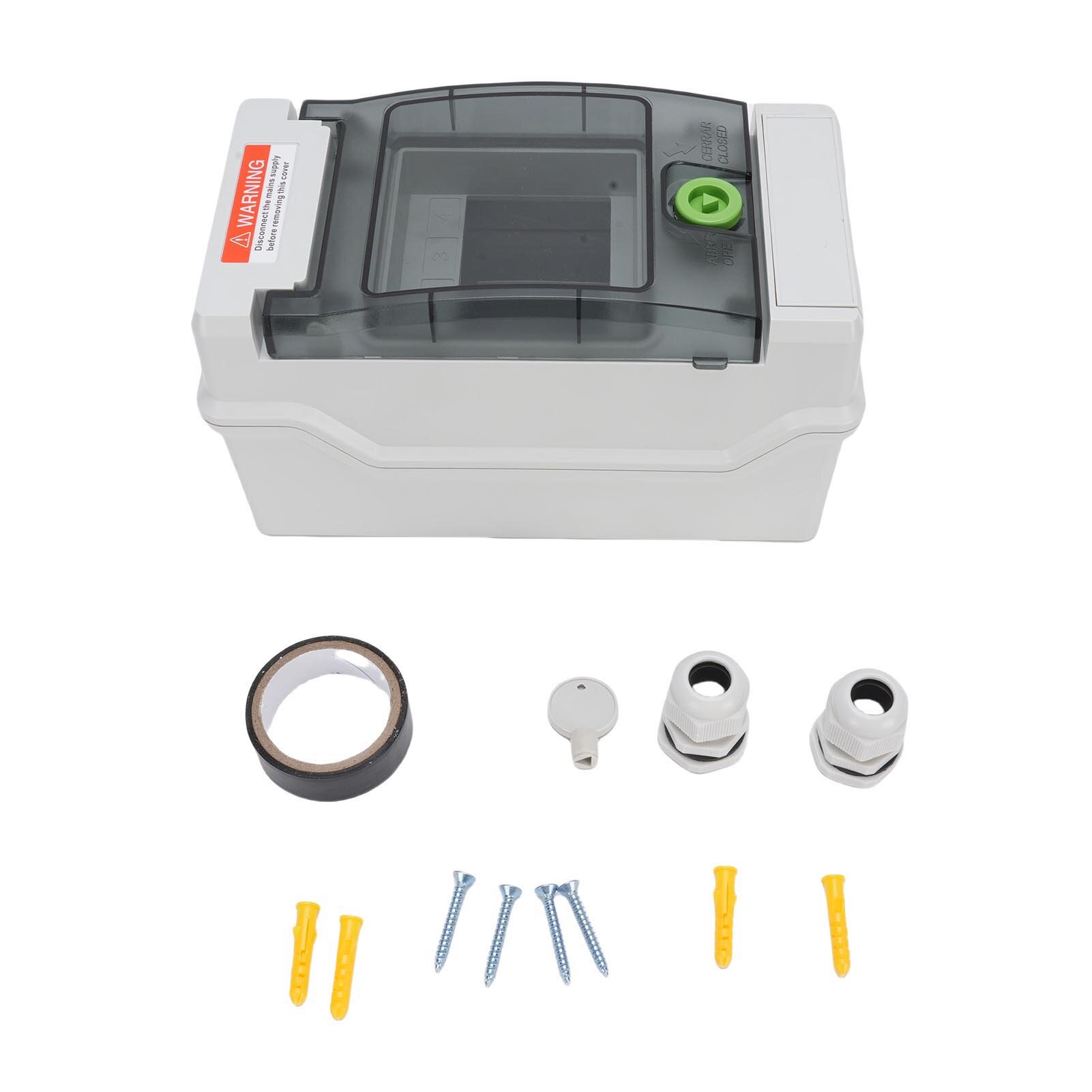 Распределительный щит с автоматическими выключателями, 4-позиционный, степень защиты IP66, влагозащищенный, для установки на DIN-рейку, для солнечных батарей, для внутреннего и наружного использования.