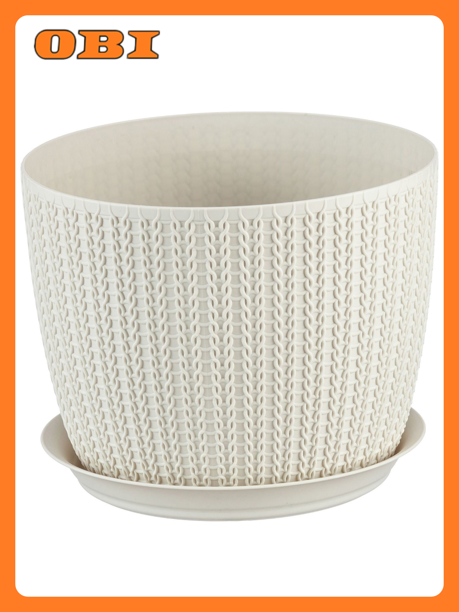 Кашпо IDEA Вязание d15,5 см 1,9 л полипропиленовое белое с поддоном