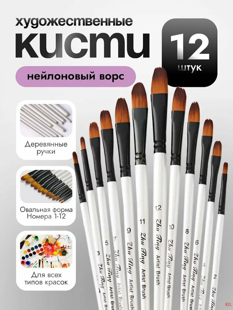 THE BEST DECISION Набор кистей для рисования Лапка № 1, 2, 12 шт.
