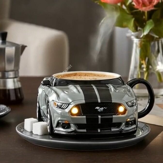 . Коллекционная кружка Ford Mustang с блюдцем — Для автолюбителей, оригинальный подарок