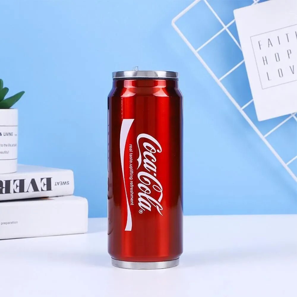 Термокружка Coca-Cola 0.36 л, холод 6 ч, тепло 6 ч, крышка-чашка, красный