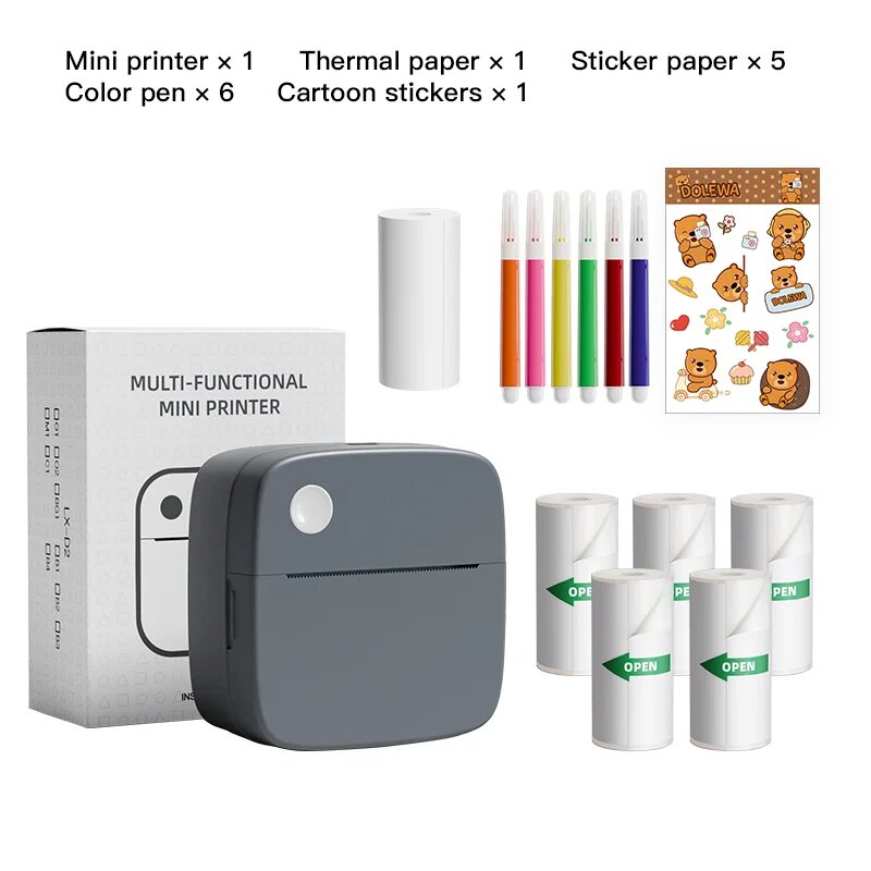 Мини-портативный беспроводной принтер этикеток DOLEWA D2, беспроводная функция, термопринтер для изготовления наклеек, портативные советы, обучающая маркировка