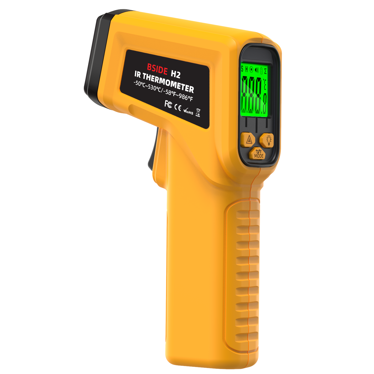 Ручной лазерный пирометр BSIDE H2, -50°C~530°C, подсветка LCD, быстрый отклик 0.5с