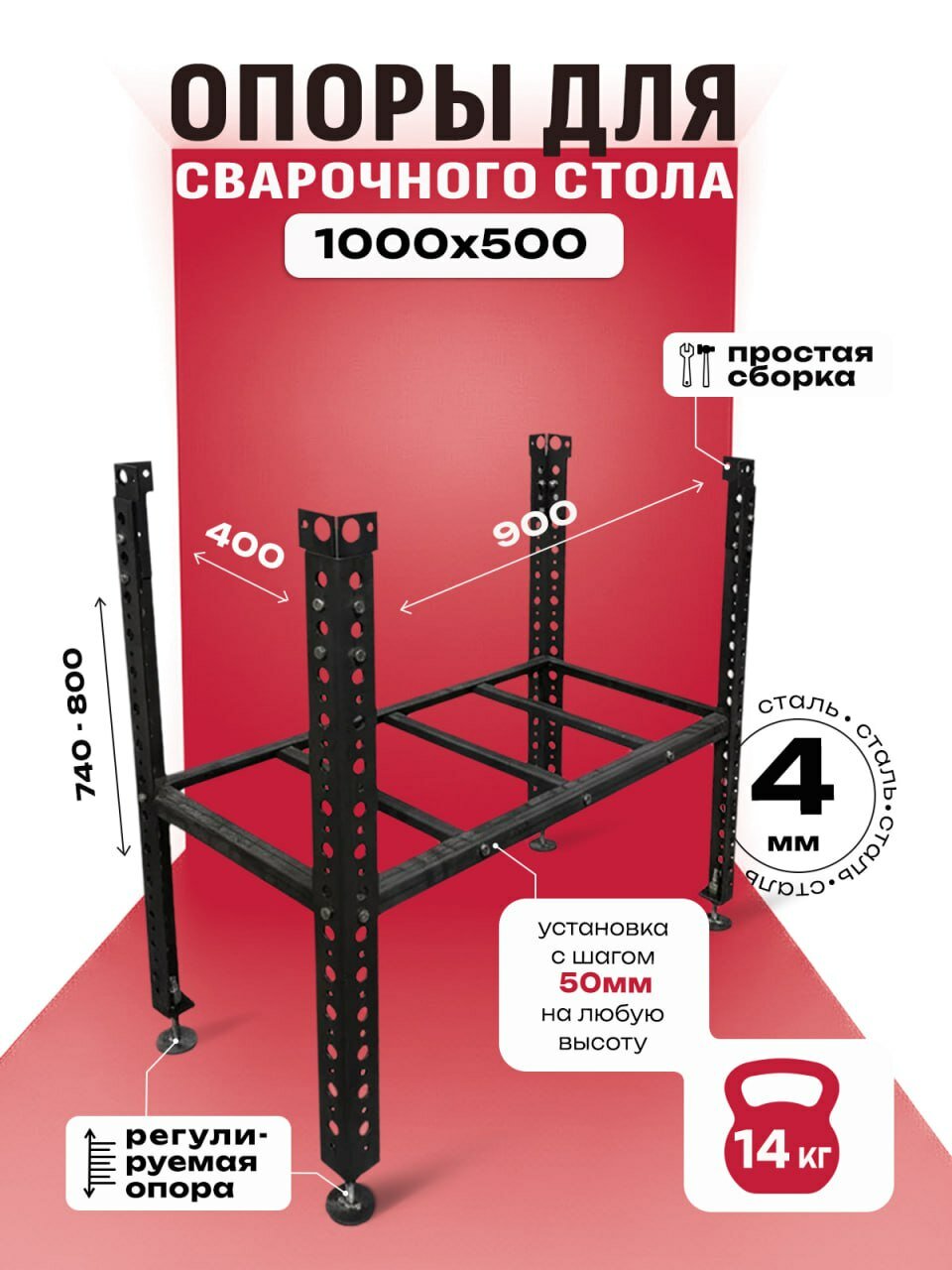 Опоры столешницы 1000х500мм (Комплект)