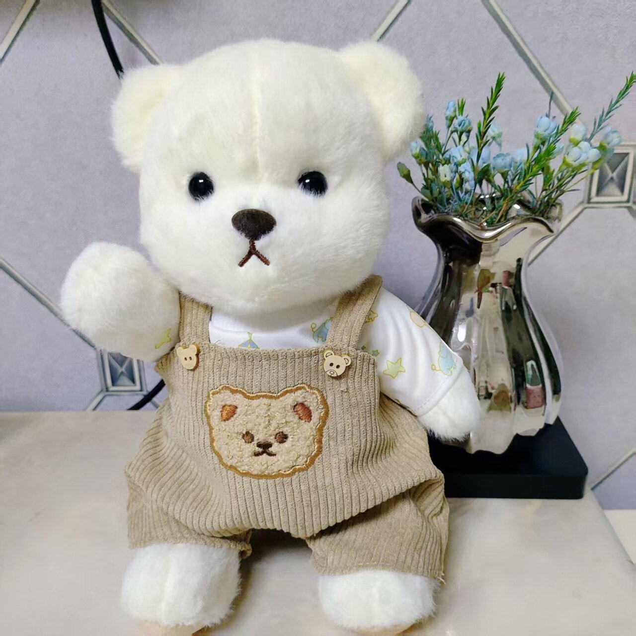 Совместный медведь Lena Bear 30 см, сменная кукла, мягкая игрушка, кукла 30cm, одежда, подарок для девочек Белый