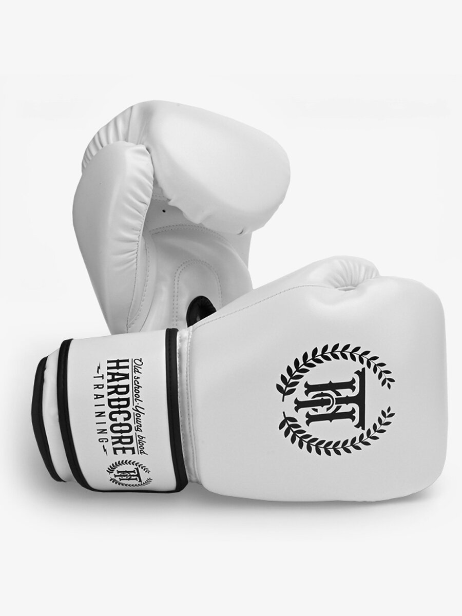 Перчатки для бокса Hardcore Training Base White PU 14 Oz белые