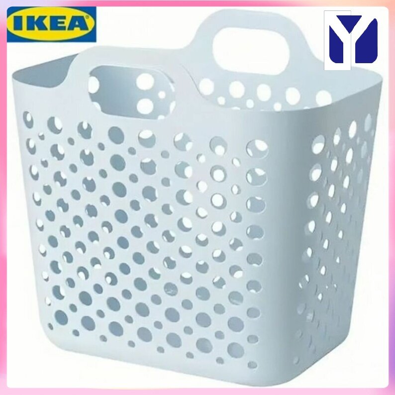 Стильная корзина для белья IKEA SLIBB синяя 24 л