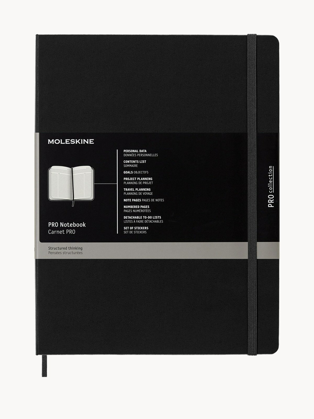 Блокнот Moleskine Pro PROPFNTB4HBK XL190х250мм, 192стр, линейка, твердая обложка, черный