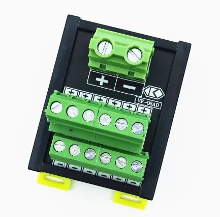 VF-06AD Распределительная коробка клеммной колодки с ответвлением мощности 1 в 6, положительный и отрицательный общий терминал, разделенный тип мощности