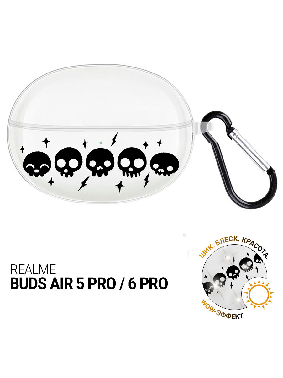 Чехол на Realme Buds Air 5 Pro / 6 Pro с принтом Весёлые костяшки, hst