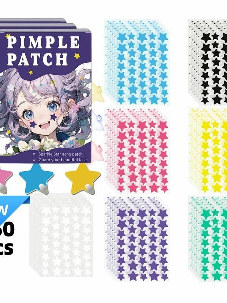 Цветной звездный консилер водонепроницаемый пластырь от прыщей 560шт