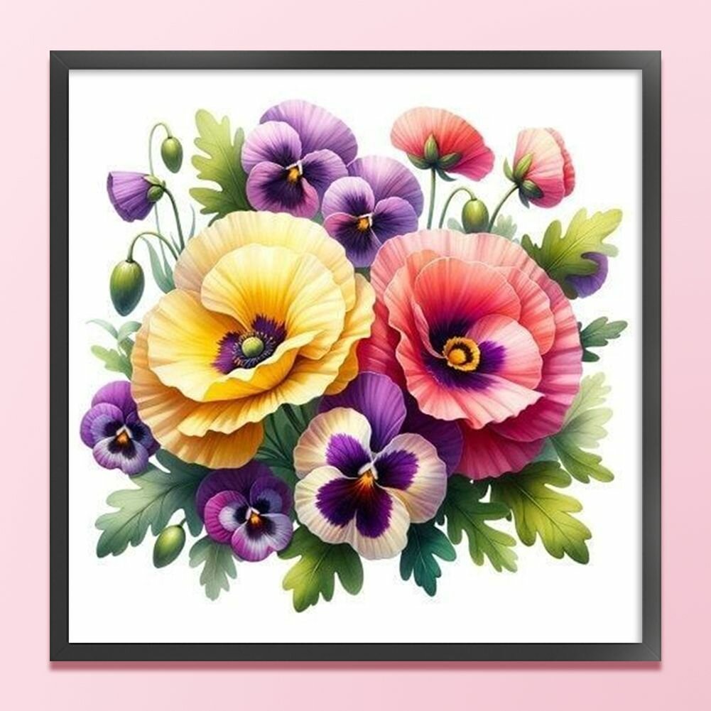 Набор для вышивания бисером Фиалки, 11CT канва с принтом, 36x36 см