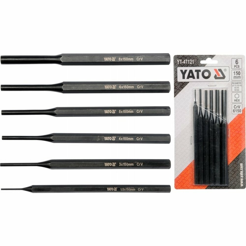 Набор выколоток YATO 1,5-8мм 6 предметов YT-47121 371447121 092 1