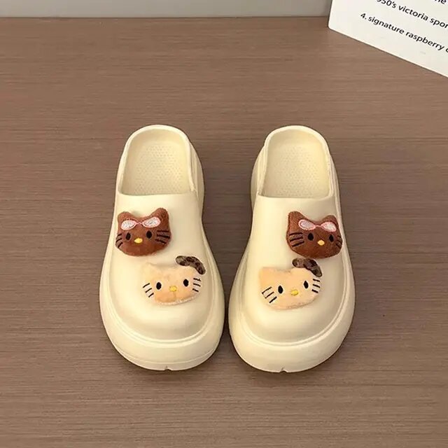 Sanrio Hello Kitty, весенне-летние милые женские тапочки для девочек, модные тапочки на толстой подошве, модная обувь в корейском стиле