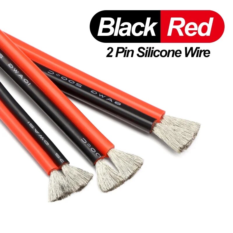 Высокотемпературный силиконовый провод 30AWG-12AWG 2-контактный, 30AWG, 2 Pin Wire, 1M