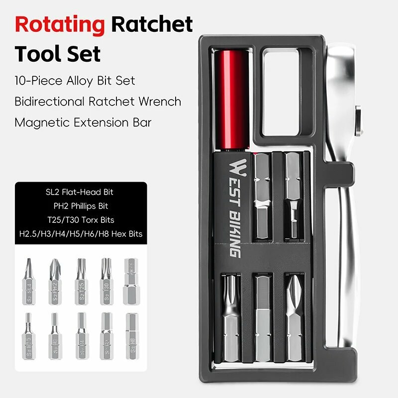 Многофункциональные инструменты для ремонта велосипеда WEST BIKING, портативный набор инструментов с храповым механизмом, гаечный ключ, набор инструментов из сплава, аксессуары для дорожного велосипеда MTB