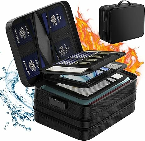 Огнеупорная сумка для документов с замком, расширяемый органайзер с защитой на молнии, огнестойкий и водонепроницаемый контейнер для хранения файлов, портативная сумка для важных документов