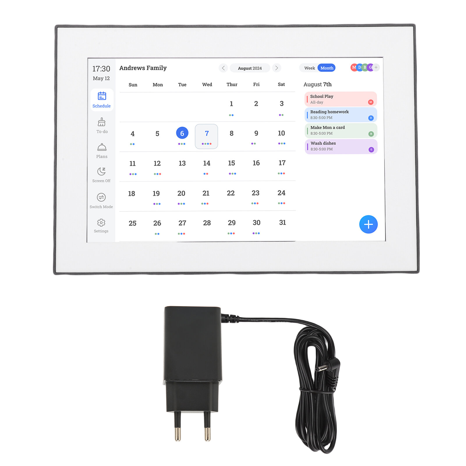 10,1-дюймовый цифровой календарь, Wi-Fi, умный электронный календарь, поддержка еды, ежедневное планирование, функция фоторамки, синхронизация приложений с художественной галереей для семейных расписаний, вилка европейского стандарта